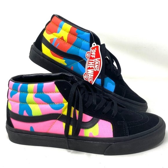 Vans | Shoes | Vans Sk8 Mid Reissue Multi Neon Skate Shoes Men Suede ...